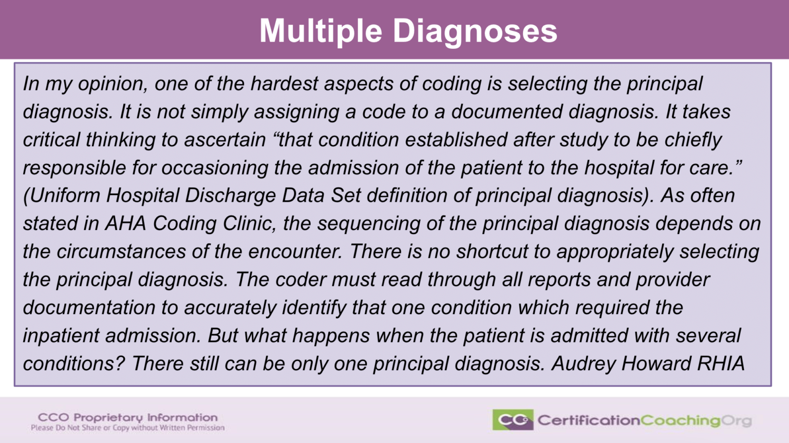First Listed or Principal Diagnoses in Medical Coding